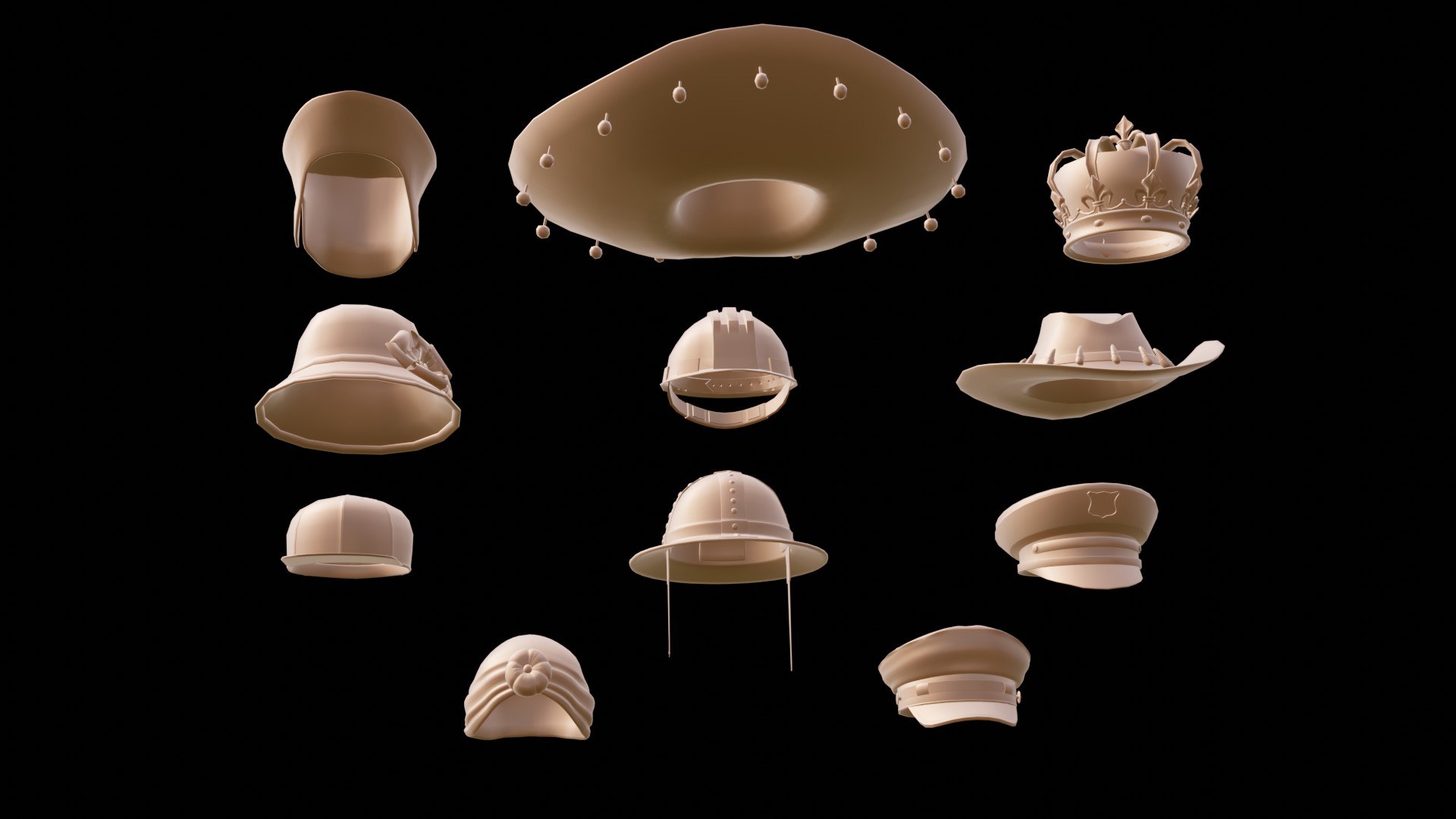 20 different hats 3D model - TurboSquid 1952329