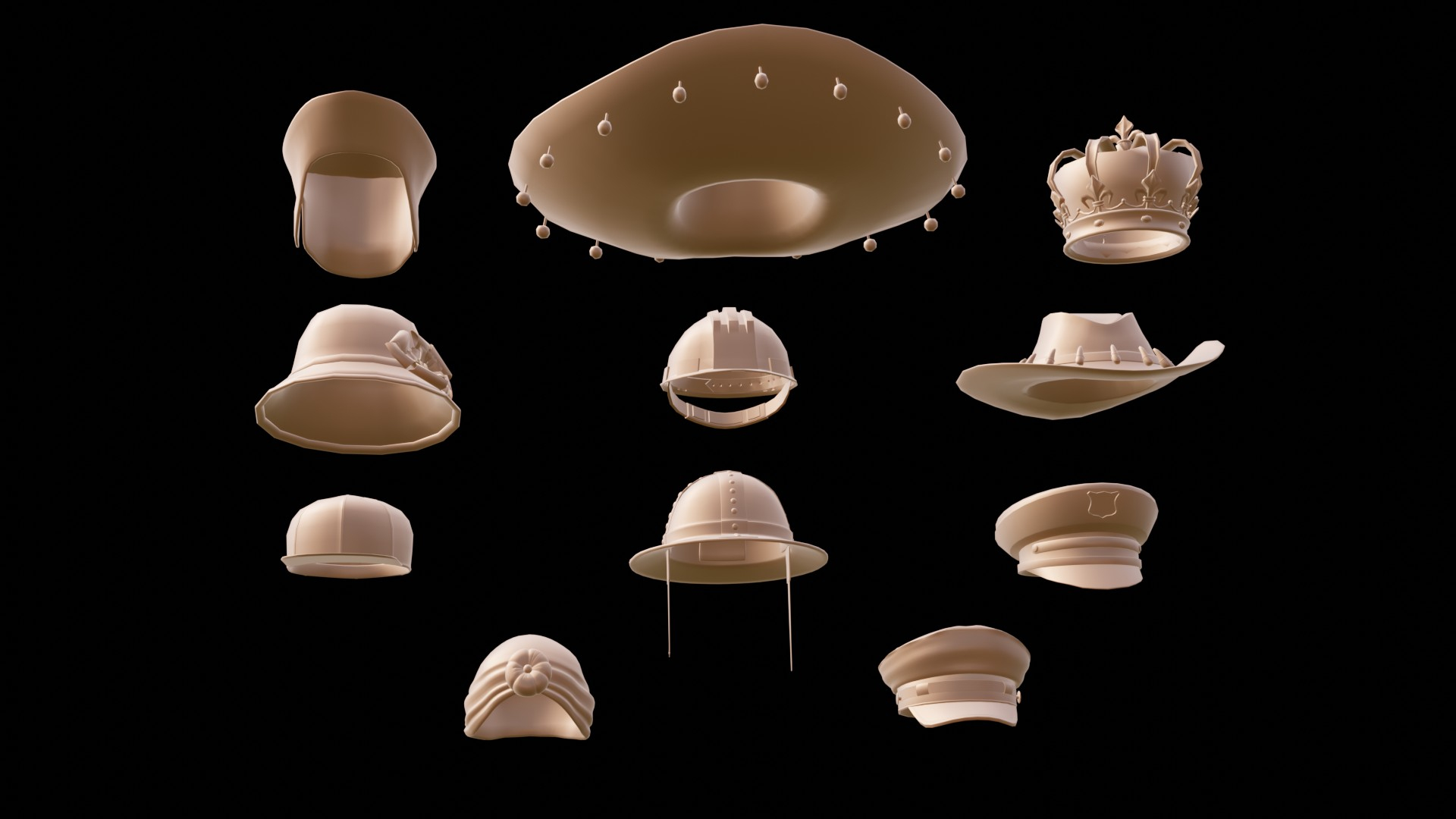 20 Different Hats 3D Model - TurboSquid 1952329