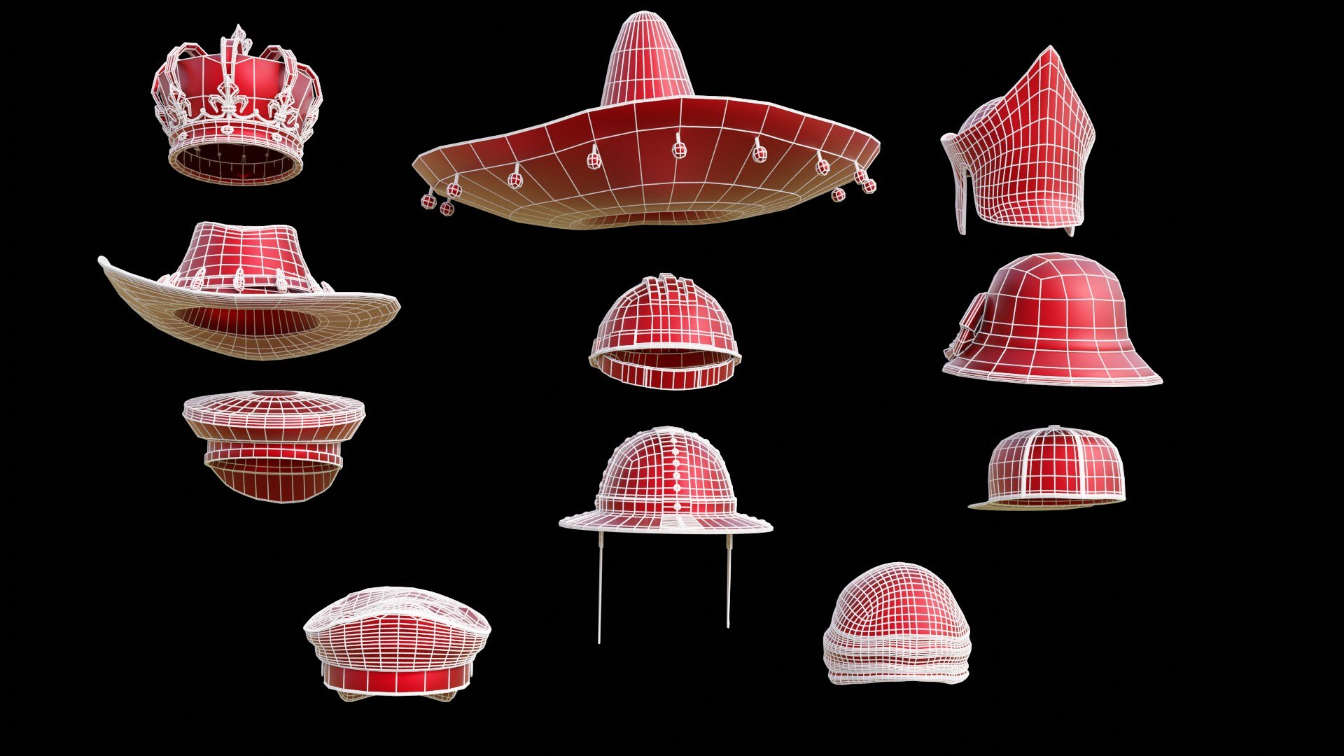 20 Different Hats 3D Model - TurboSquid 1952329