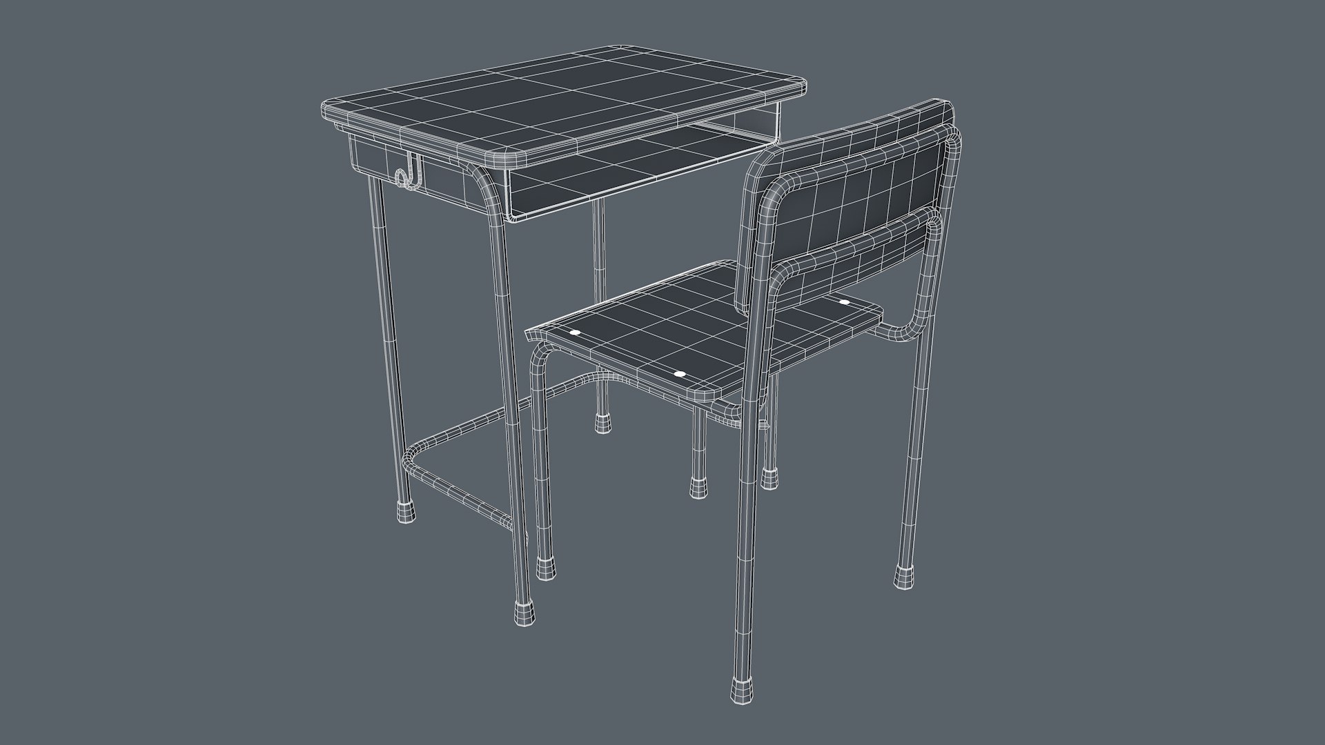 3D Japanese School Desk Model - TurboSquid 1473259
