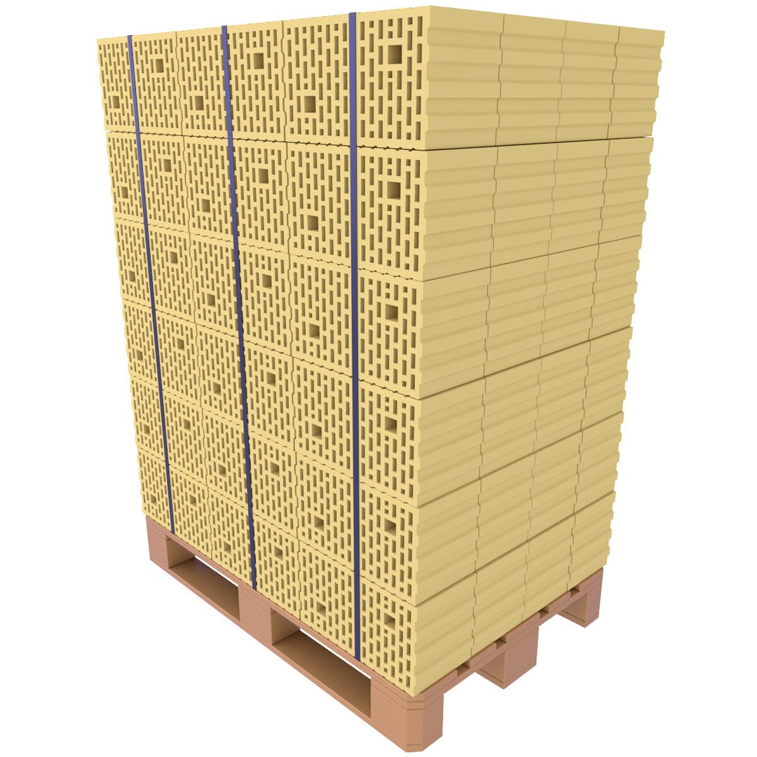 3D Pallet With Brick 18 Model - TurboSquid 2003190