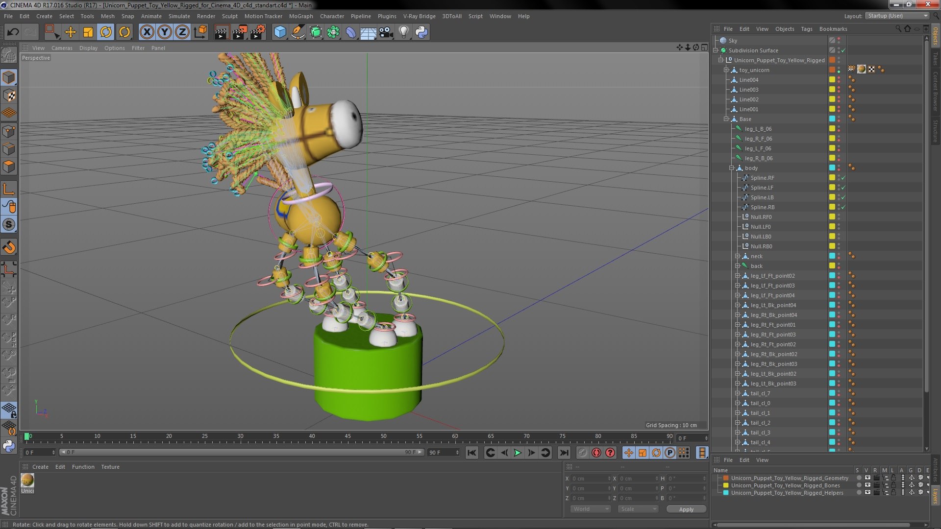 3D Unicorn Puppet Toy Yellow Rigged For Cinema 4D Model - TurboSquid ...