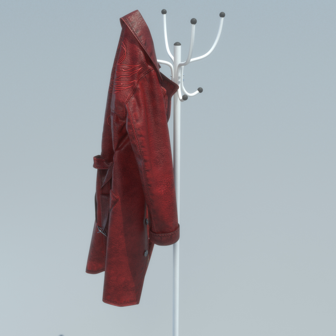 3d Photorealistic Red Leather Coat Model