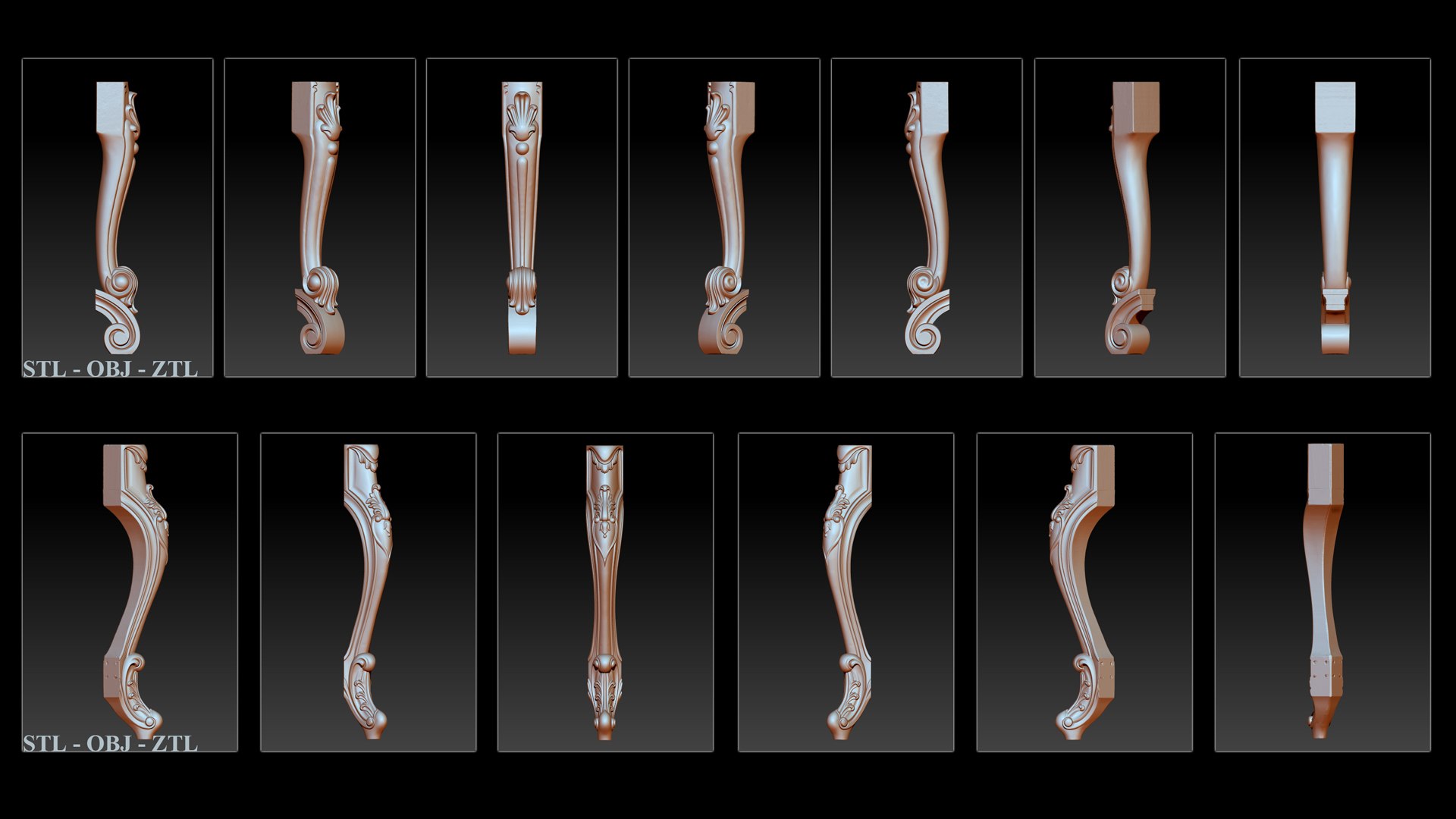 Collection Legs 3d STL Model Relief for CNC 3D model - TurboSquid 1860554