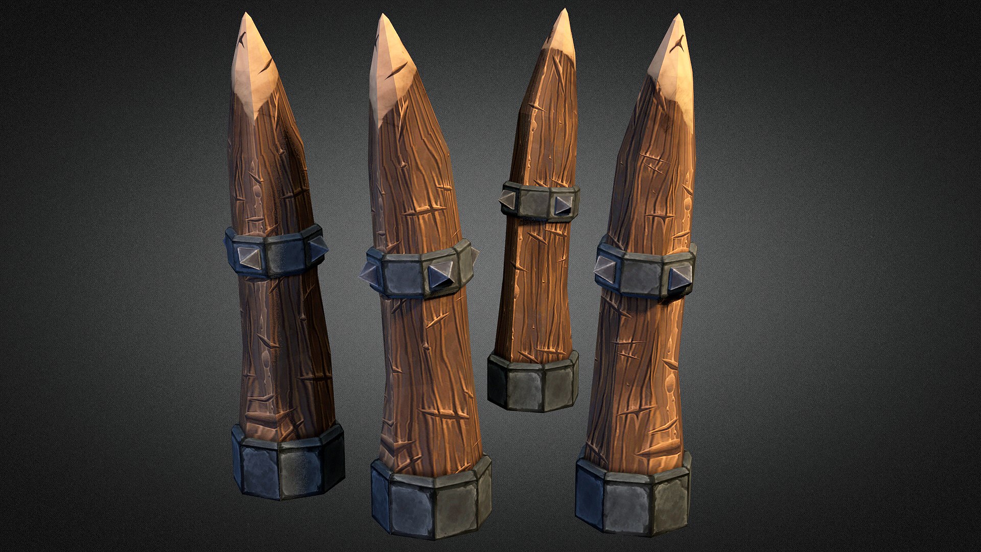 3d Model Wooden Spike Pole