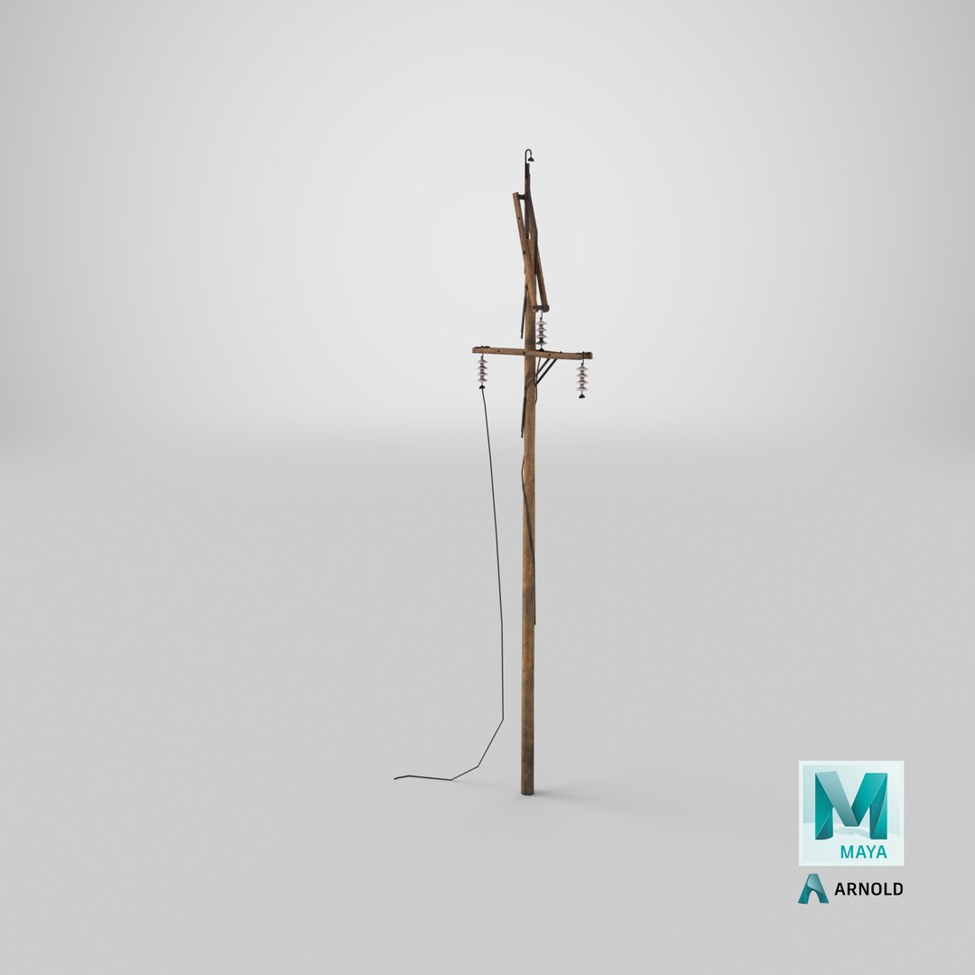 Wooden Power Lines 01 Damaged 3D Model - TurboSquid 1869040