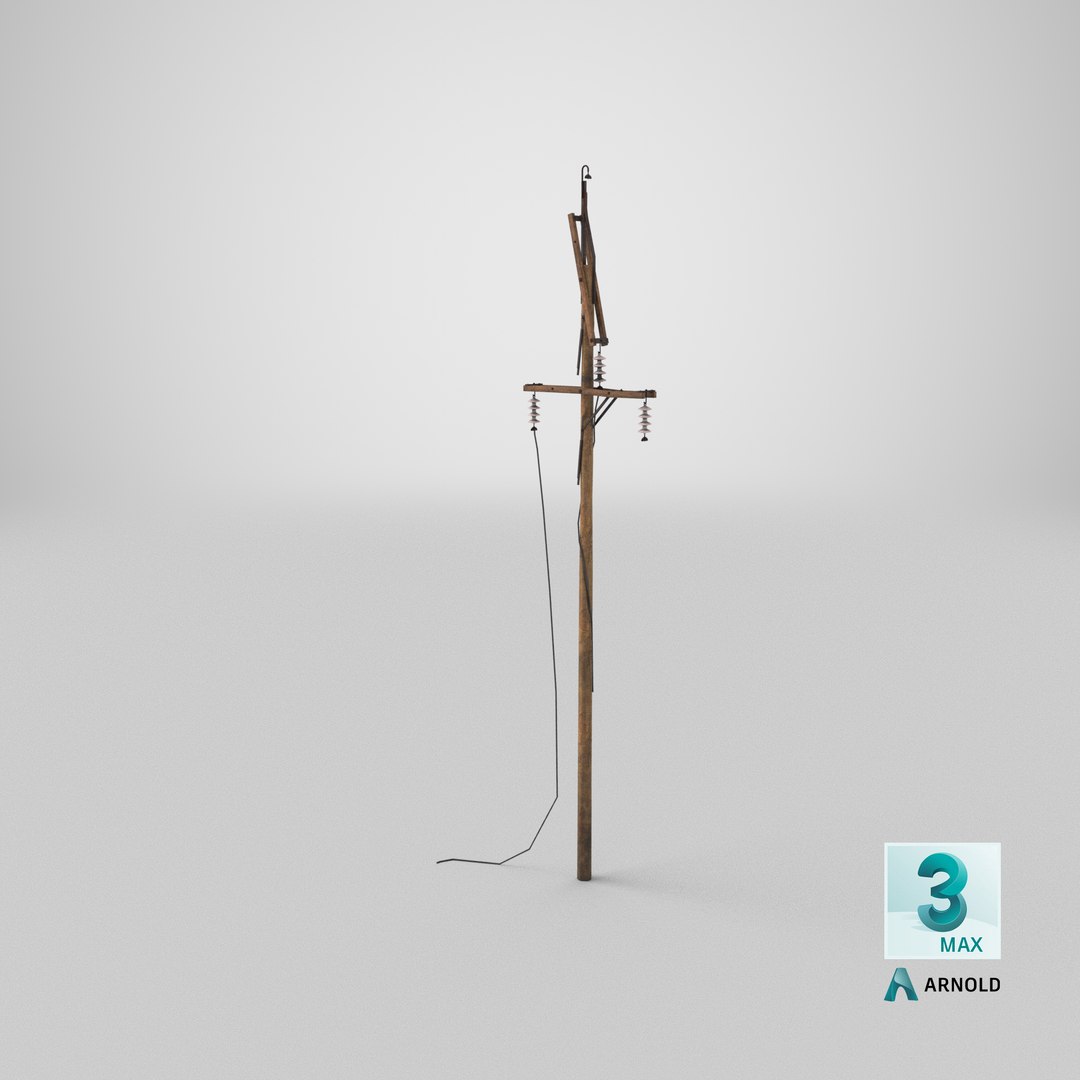 Wooden Power Lines 01 Damaged 3D Model - TurboSquid 1869040