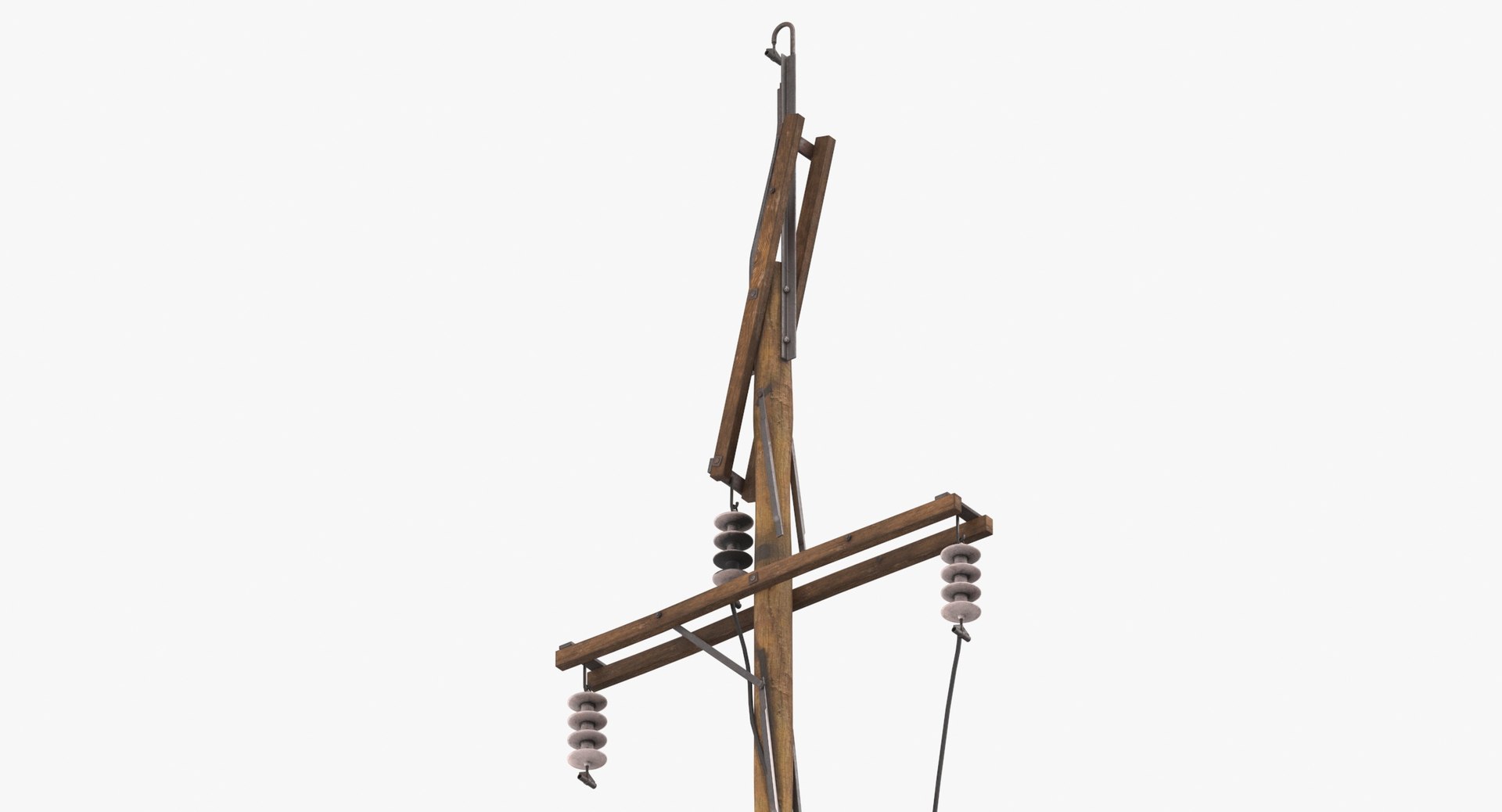 Wooden Power Lines 01 Damaged 3D model - TurboSquid 1869040