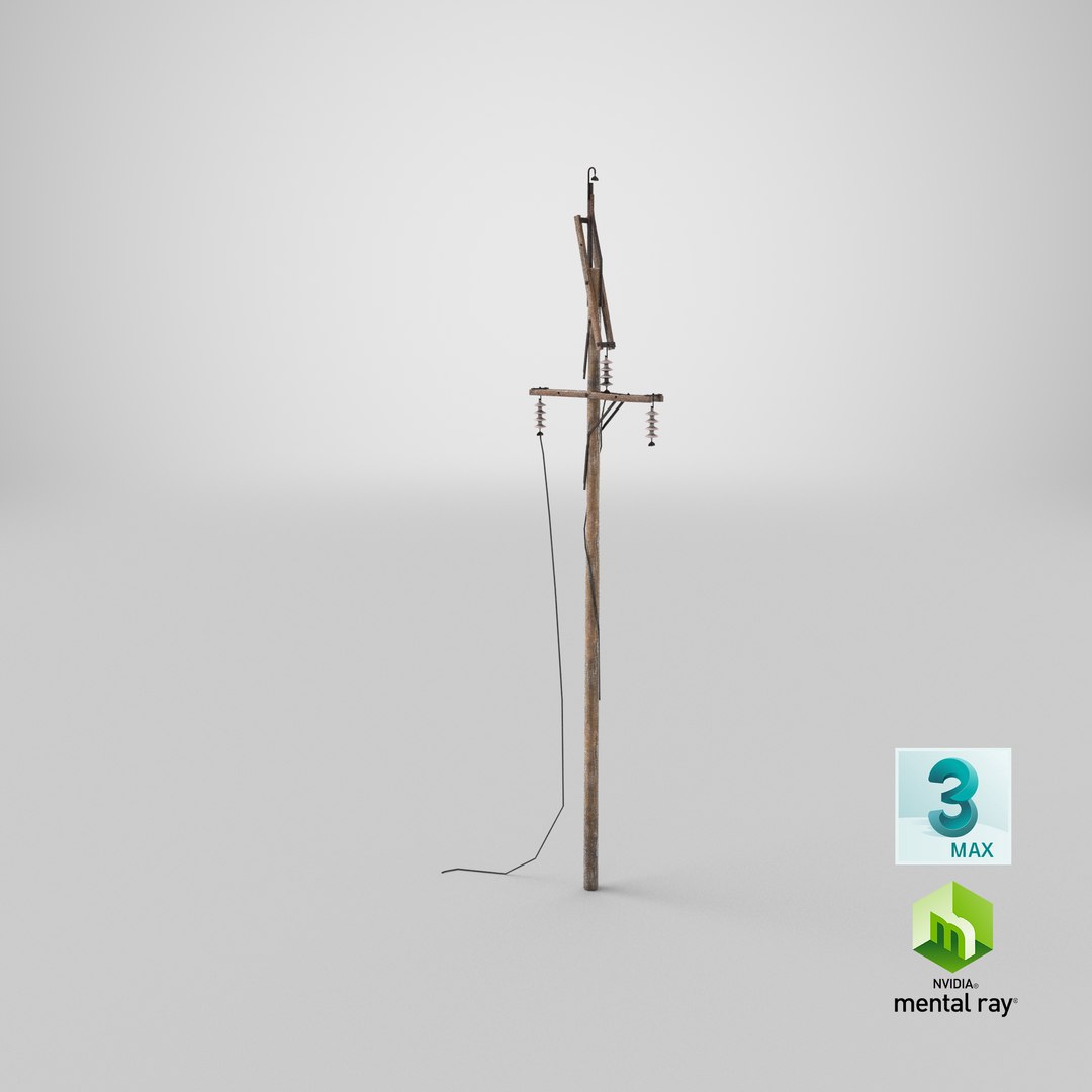 Wooden Power Lines 01 Damaged 3D Model - TurboSquid 1869040