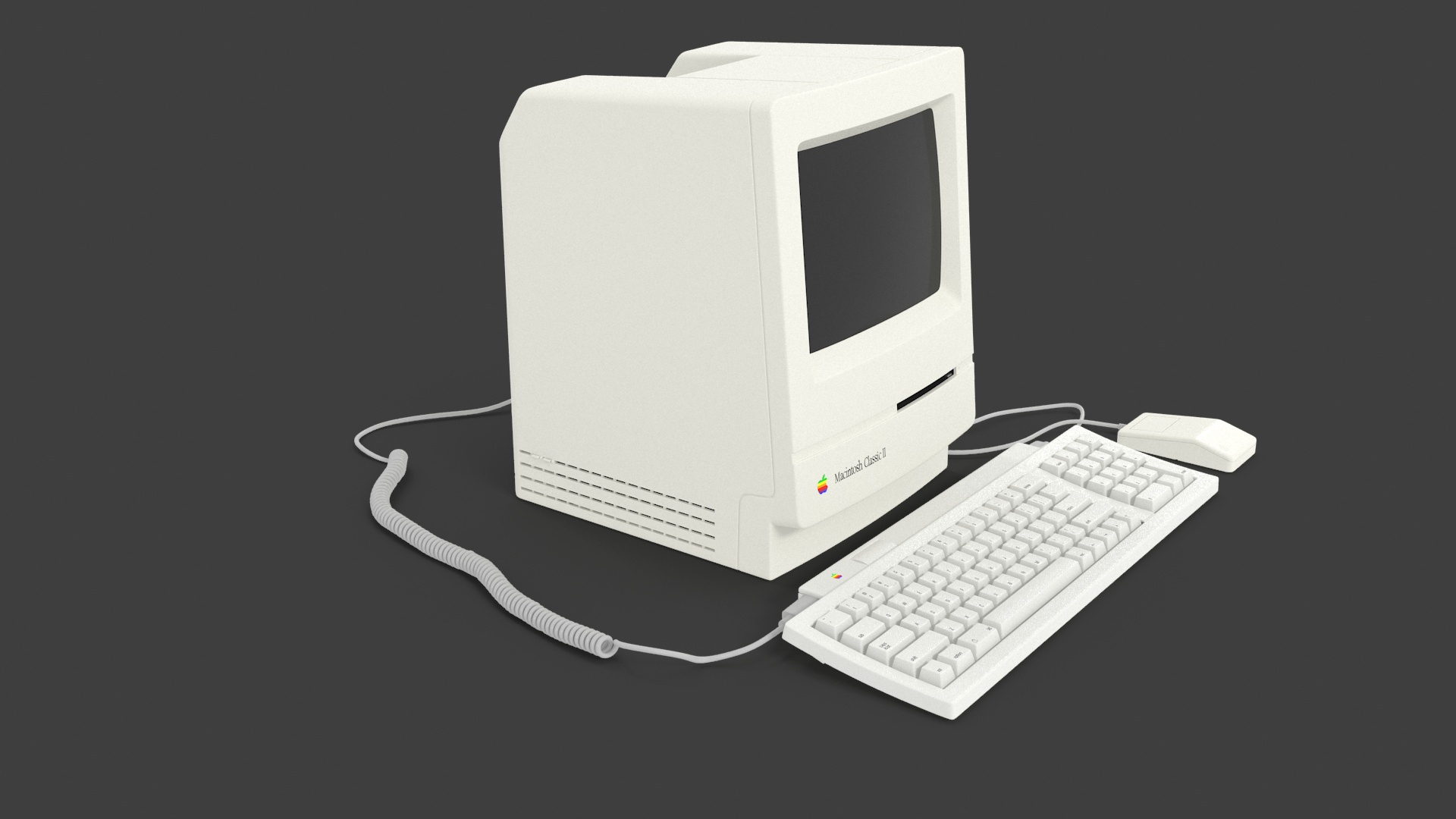 3D Vintage Apple Macintosh Classic II Computer With Mouse And Keyboard Model - TurboSquid 2209615