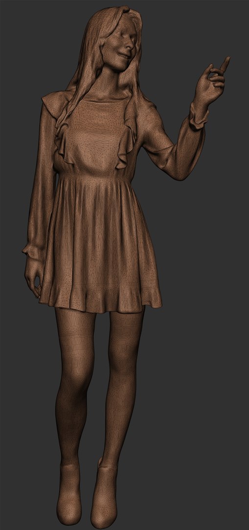 3D Beautiful Woman In Floral Dress 390 - TurboSquid 2041611