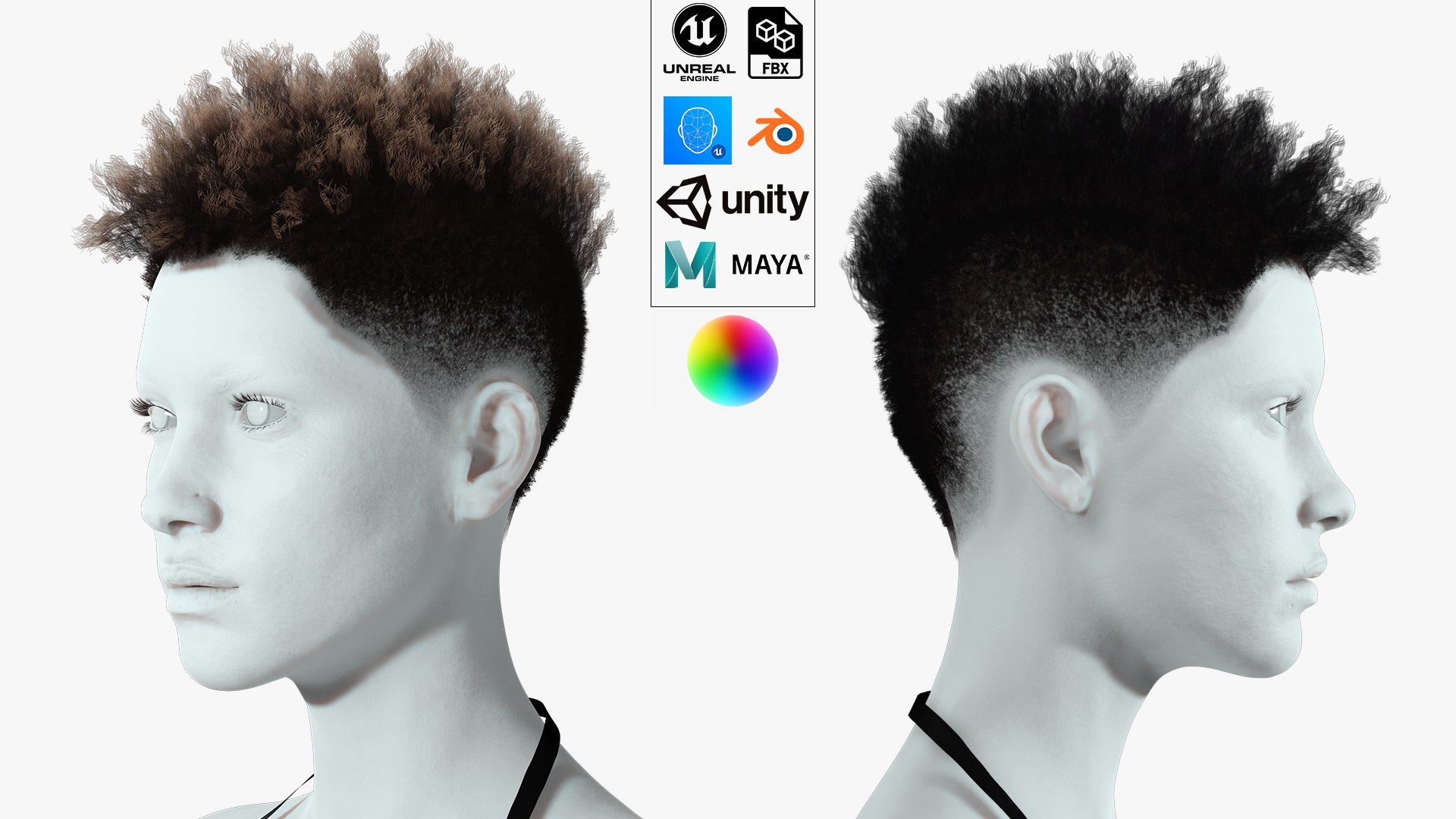 Realistic hair afro short female Low-poly 3D 모델 - TurboSquid 2029036