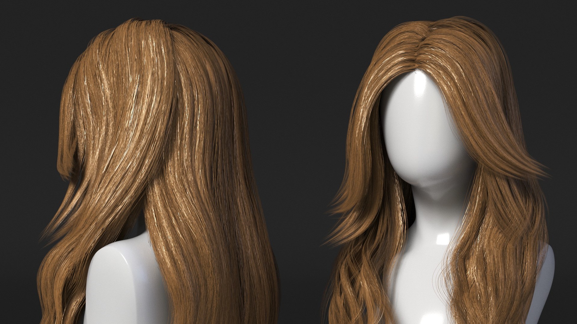 3D Long Hairstyle Wig Brown - TurboSquid 2344239
