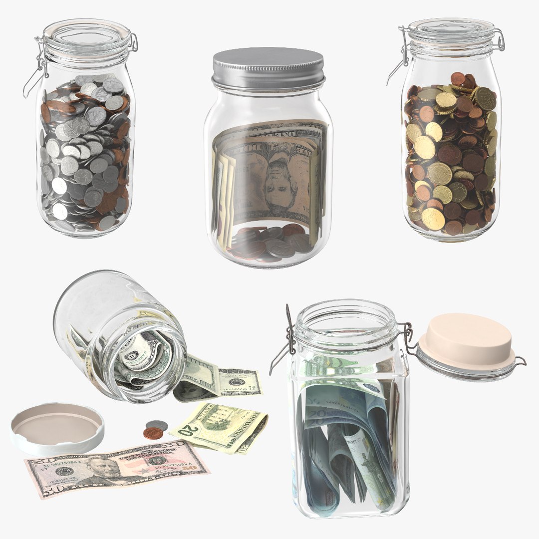 Money Jars Glass Currency 3d Max