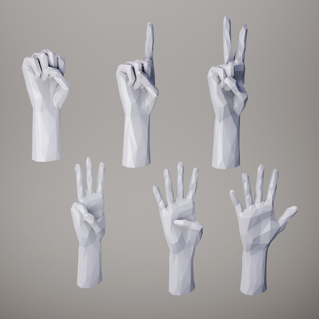 3D Hands Finger Counting Low Poly Model - TurboSquid 2352927
