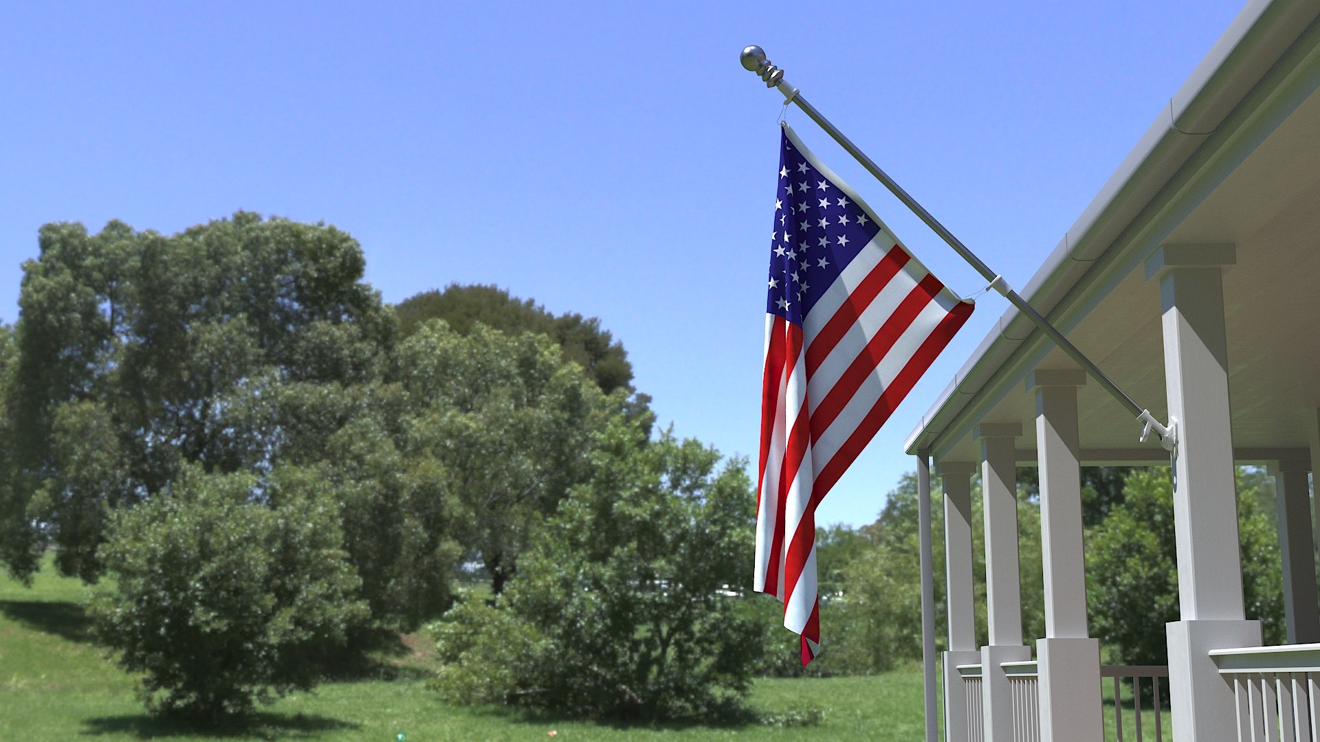 Usa Flag Flagpole 3D Model - TurboSquid 1674649