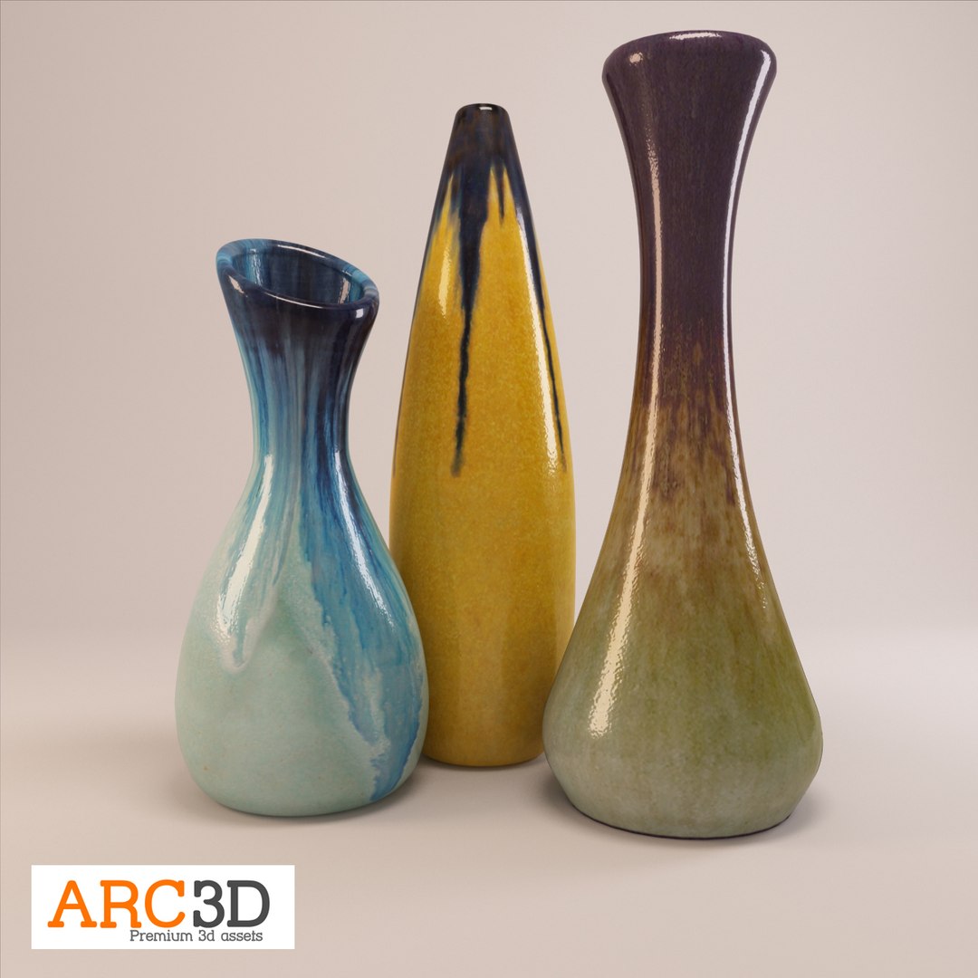 3d 3 Vases
