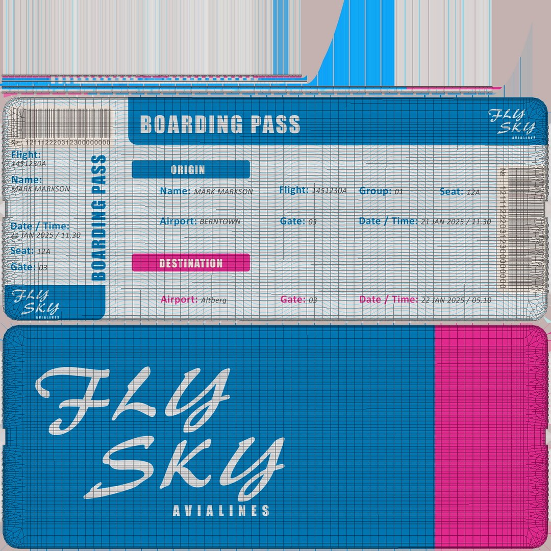 Fly Sky Boarding Pass 3D Model - TurboSquid 2108344