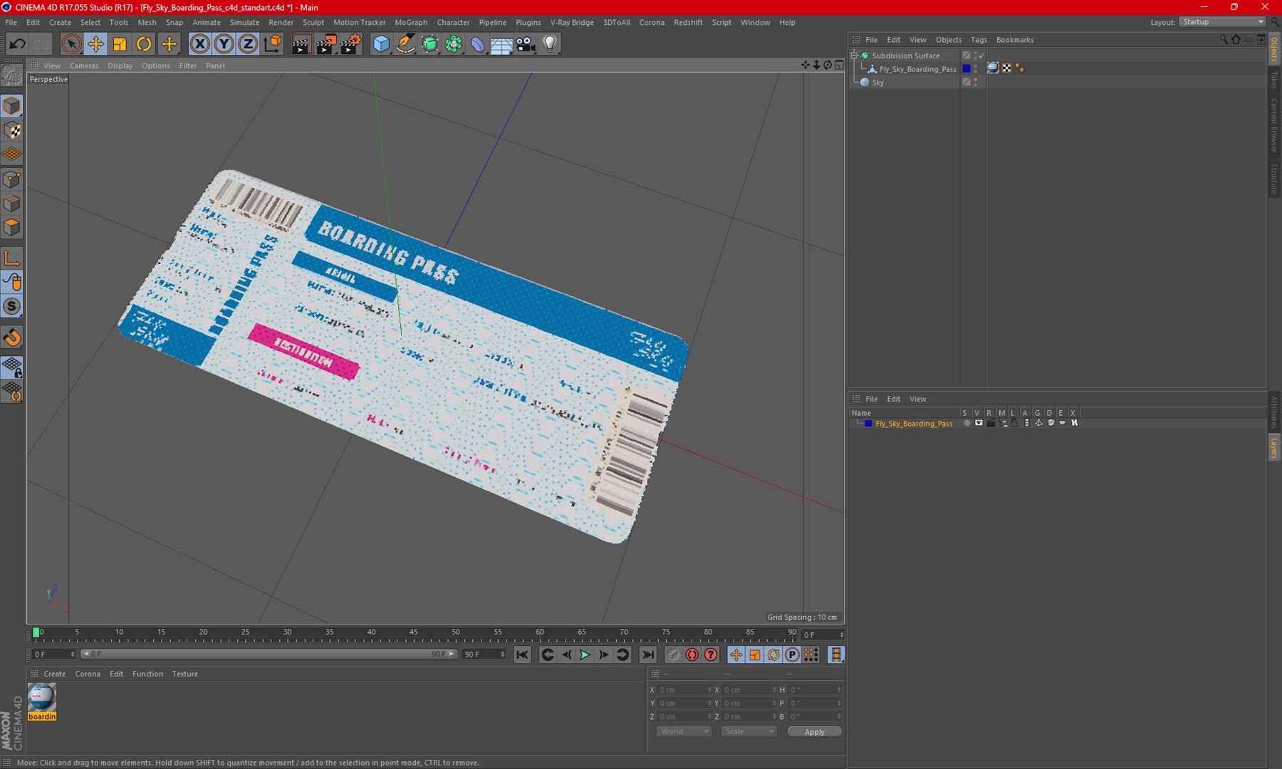 Fly Sky Boarding Pass 3D Model - TurboSquid 2108344