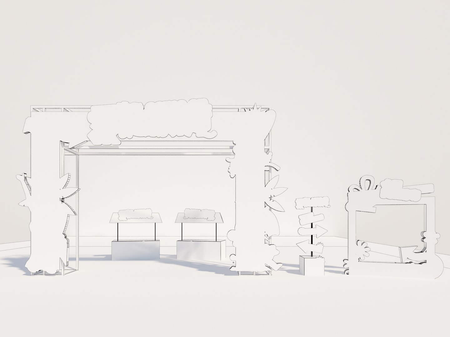 3D Summer Trendy Market Storefront Stall Signage Modern Night Market ...