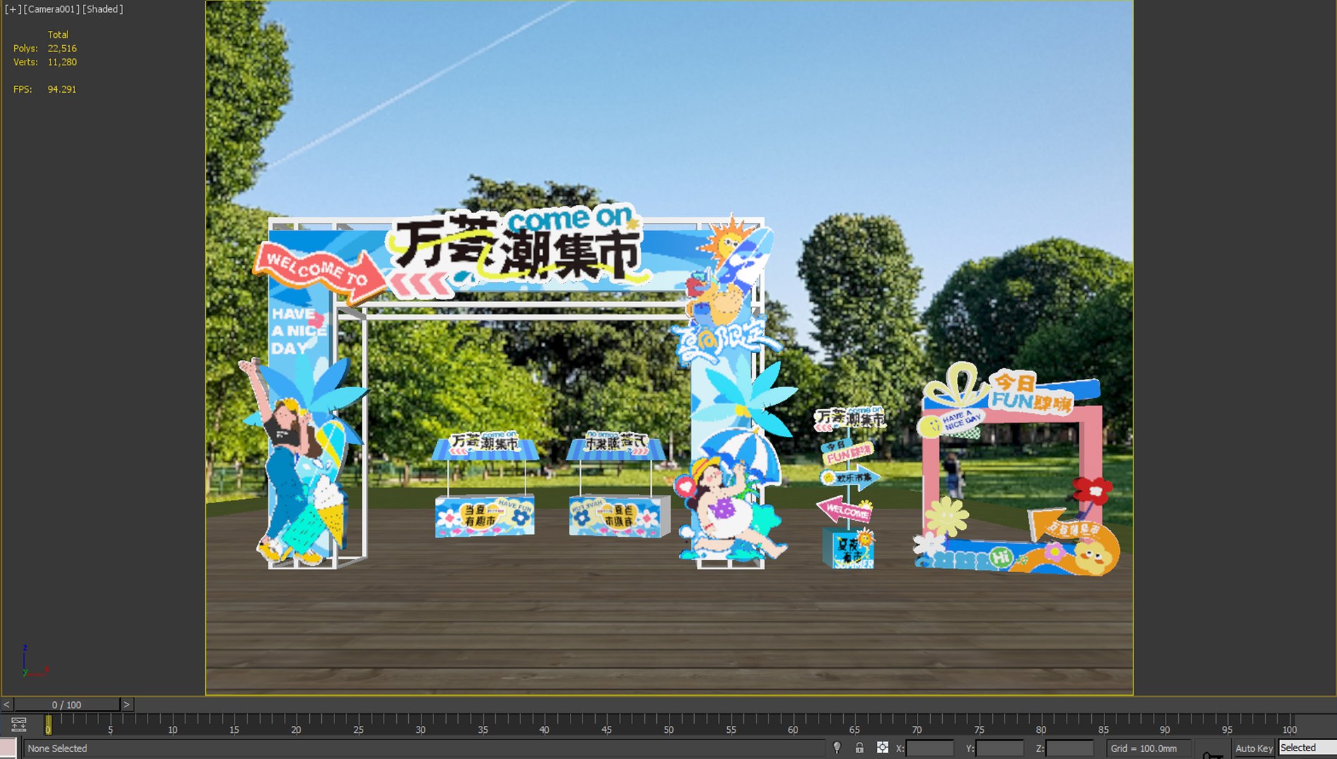 3D Summer Trendy Market Storefront Stall Signage Modern Night Market ...