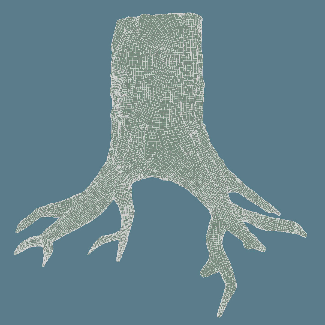 3d human face relief tree stump model