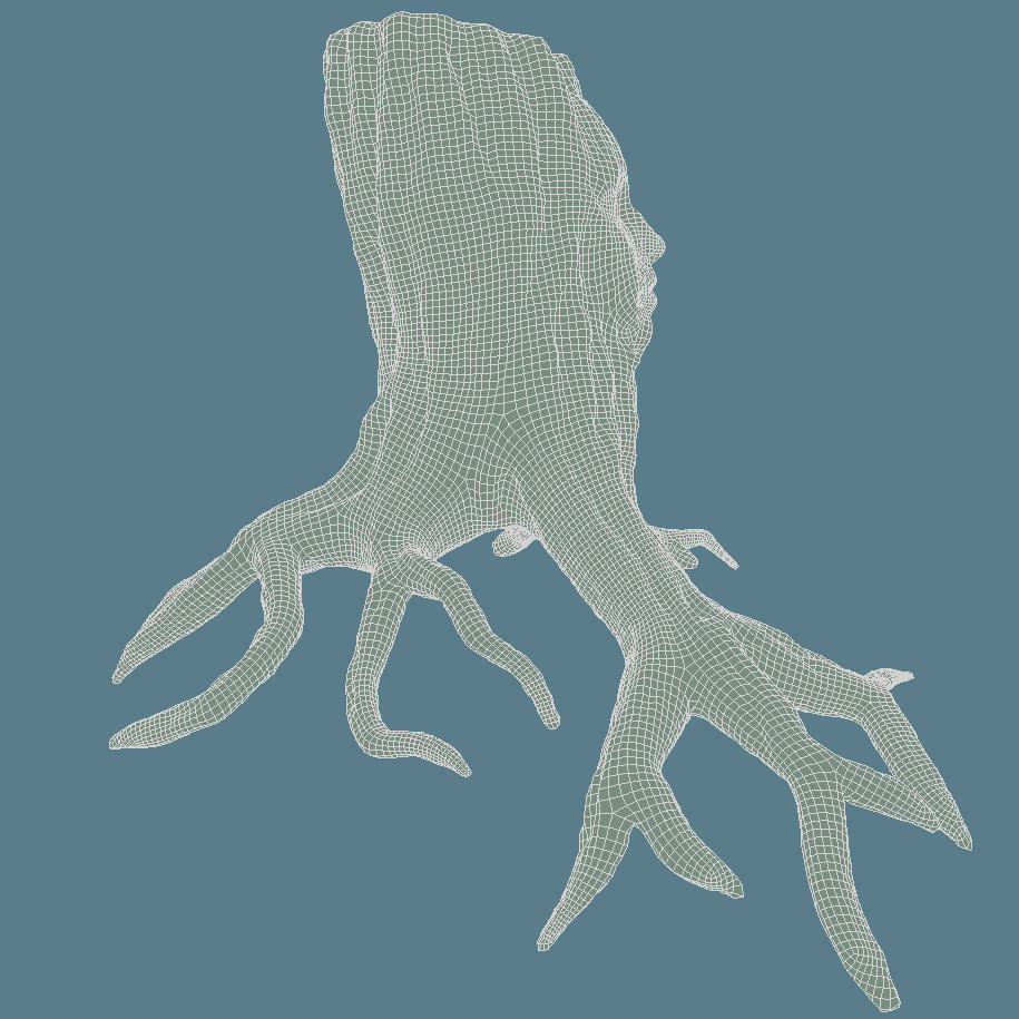 3d human face relief tree stump model