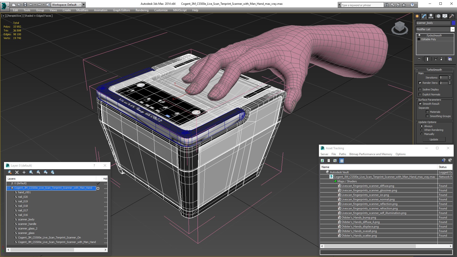 3D Cogent 3M CS500e Live Scan Tenprint Scanner With Man Hand ...