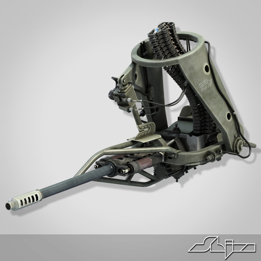 apache helicopter m230 chain 3d max