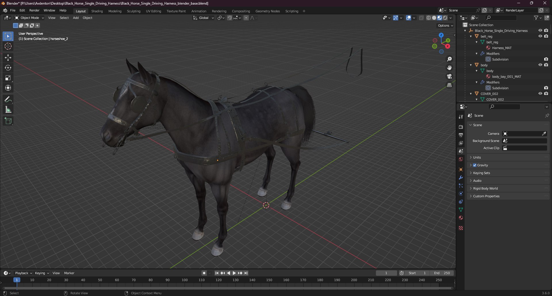 3D Black Horse Single Driving Harness - TurboSquid 2366115