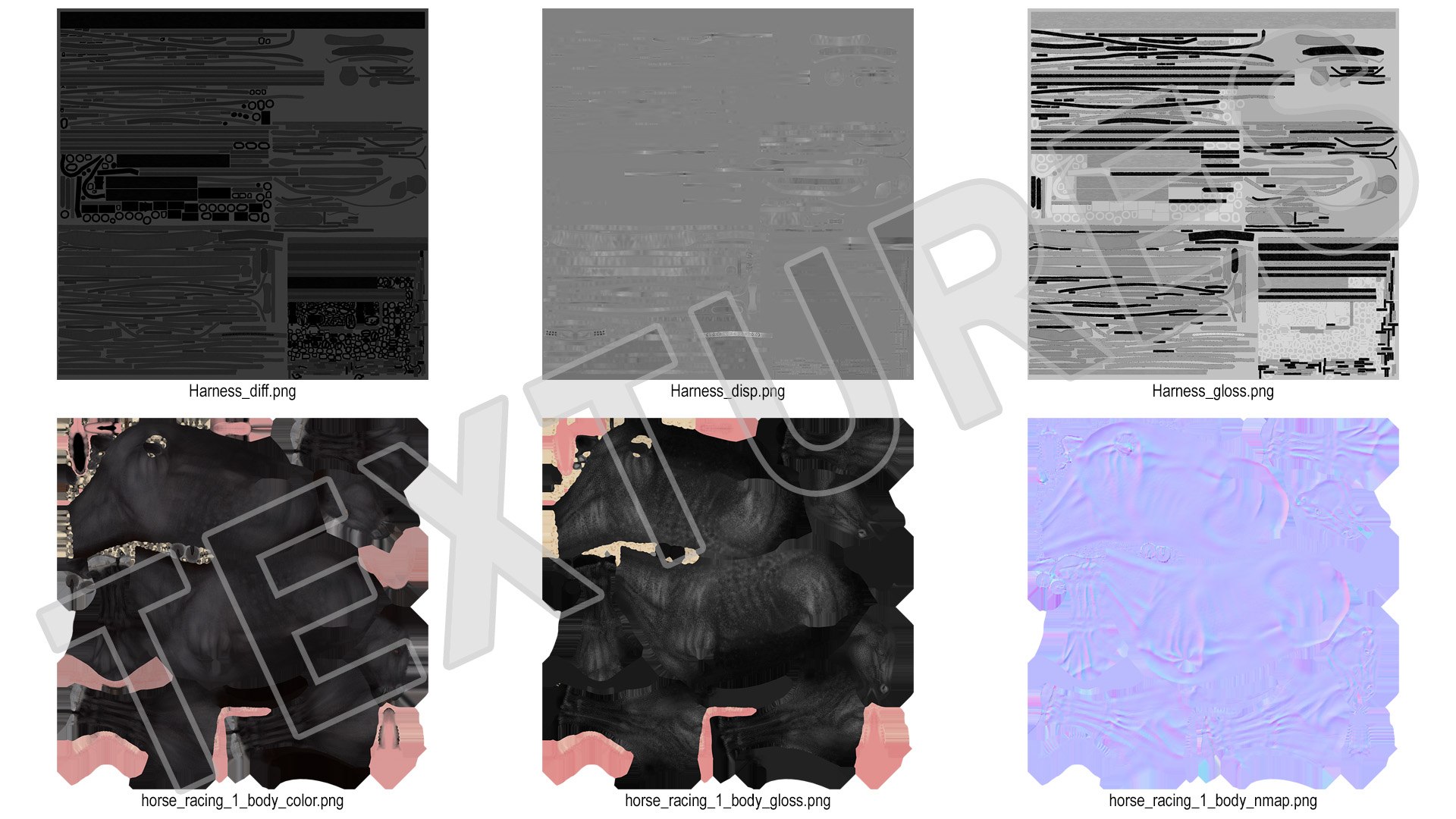 3D Black Horse Single Driving Harness - TurboSquid 2366115