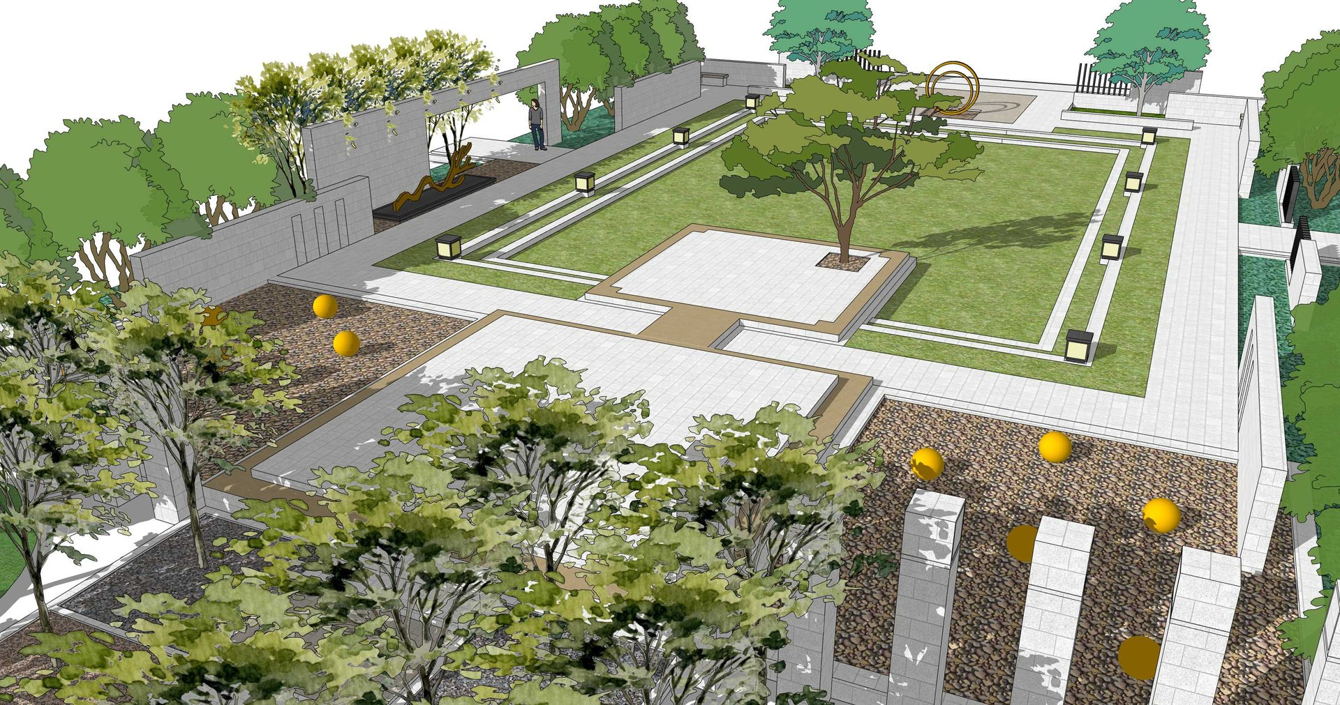3D Contemporary Courtyard - TurboSquid 1661431