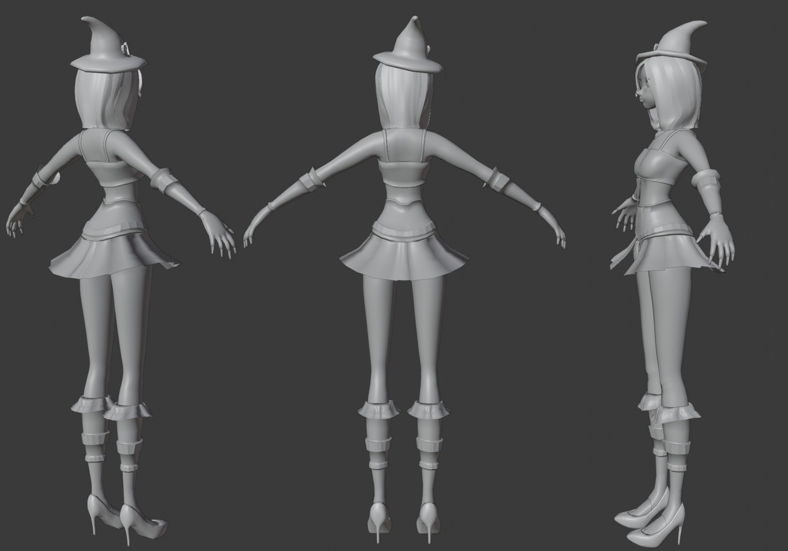 Stylistic Cartoon Girl Witch 3D Model - TurboSquid 1891901