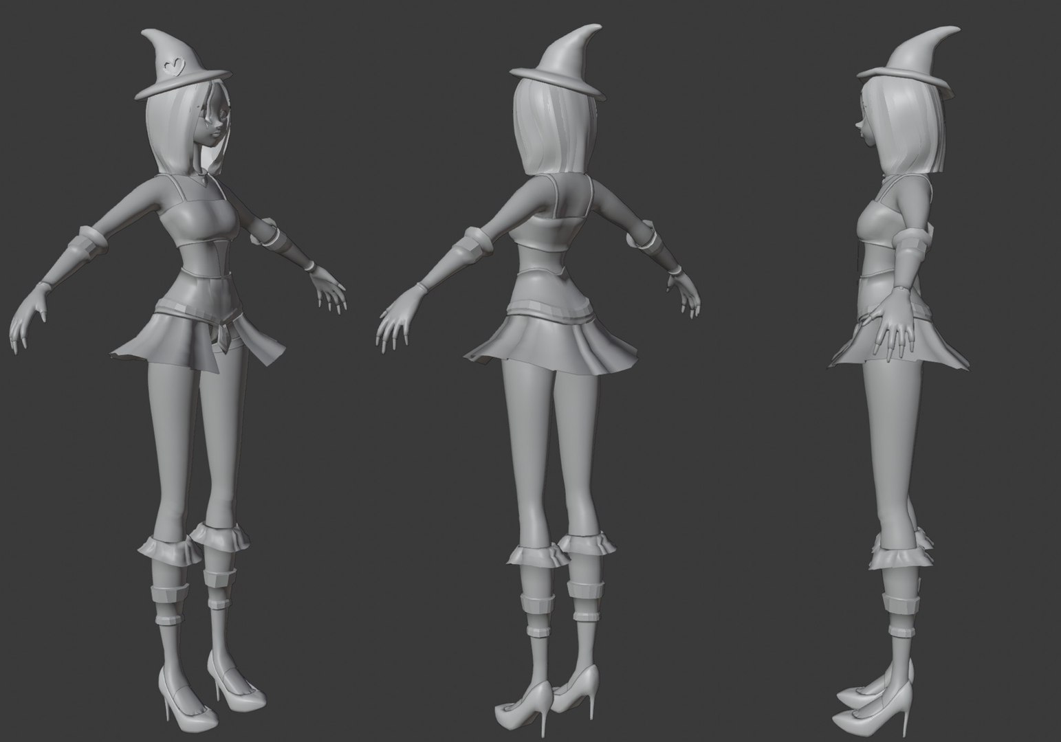 Stylistic Cartoon Girl Witch 3D Model - TurboSquid 1891901
