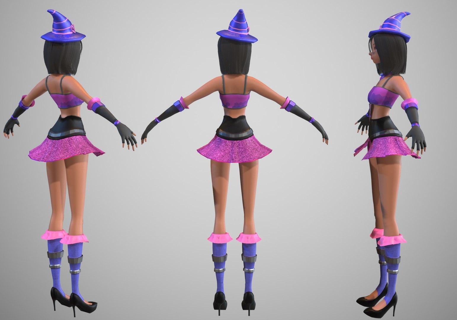 Stylistic Cartoon Girl Witch 3D Model - TurboSquid 1891901