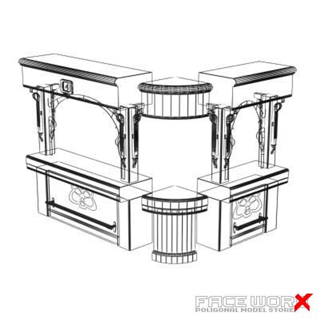 3ds Max Counter Cabinet