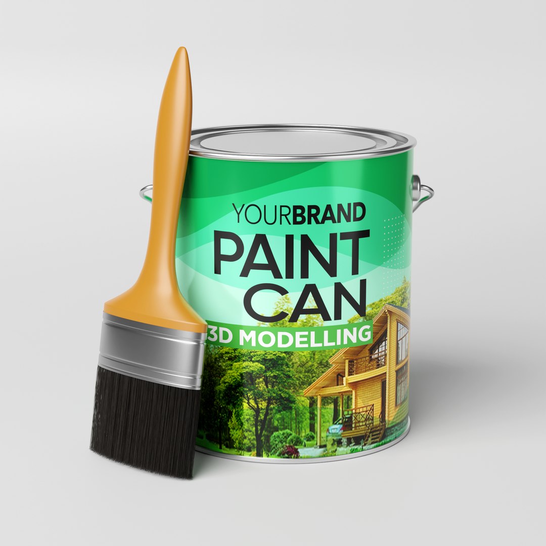 3D Paint Can With Paint Brush Model - TurboSquid 2028535