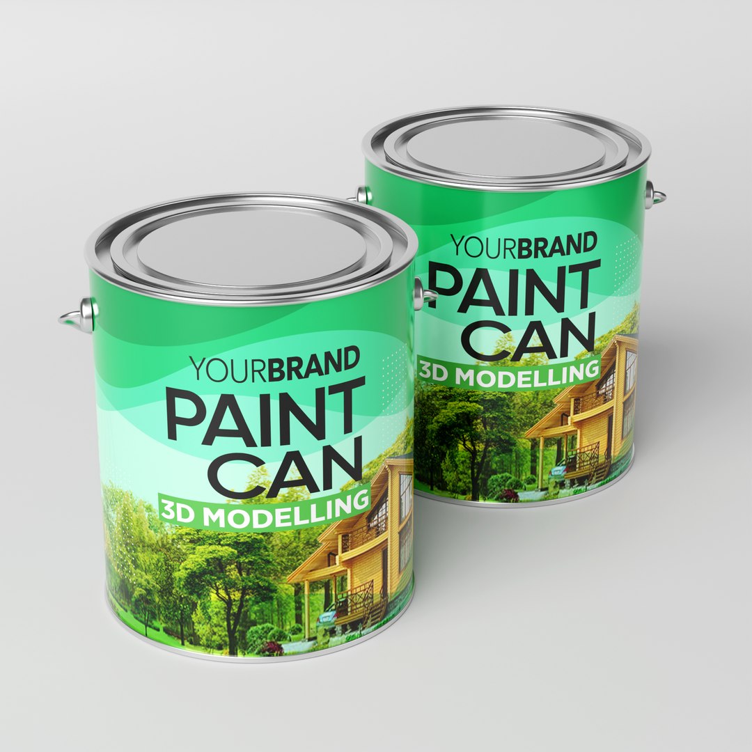 3D Paint Can With Paint Brush Model - TurboSquid 2028535