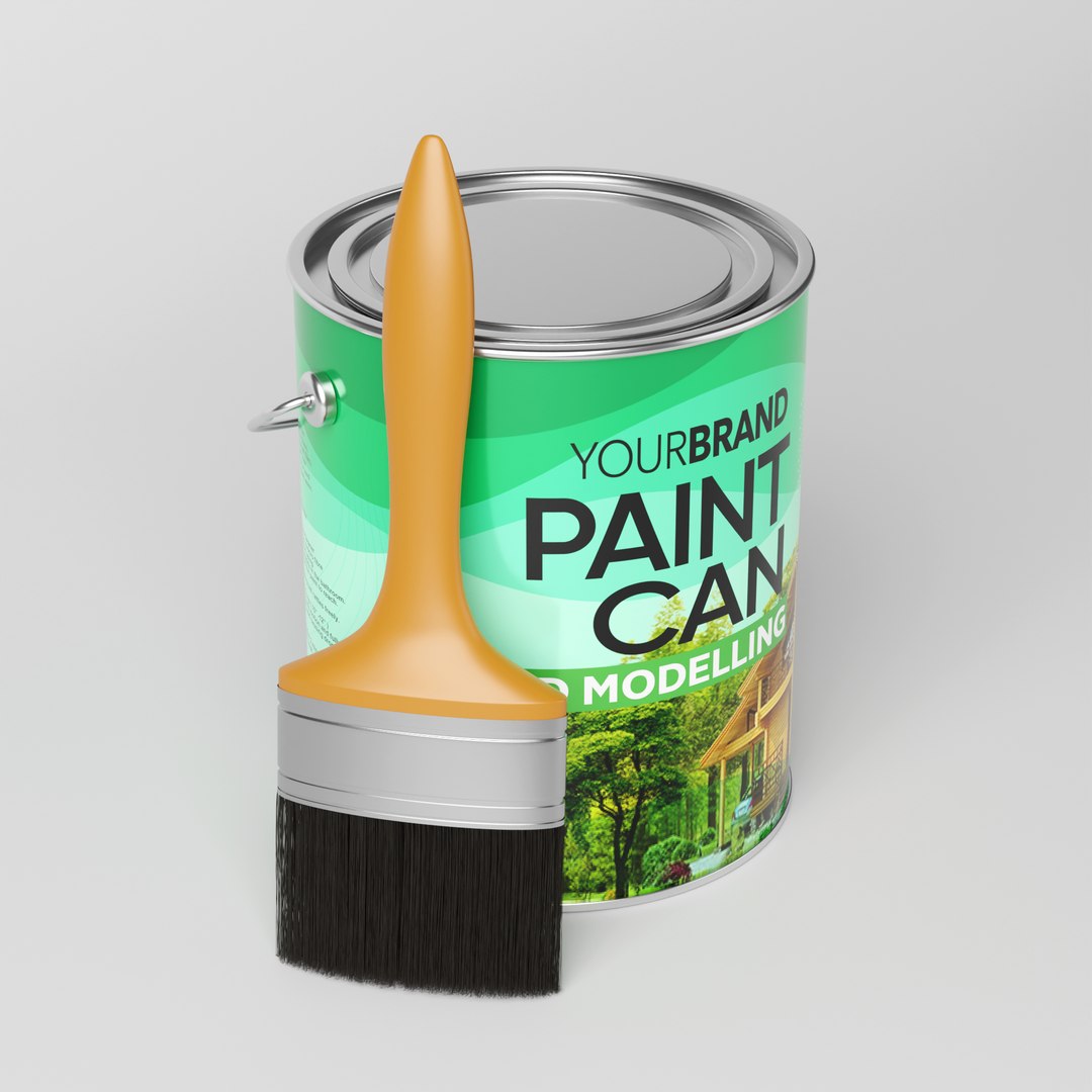 3D Paint Can With Paint Brush Model - TurboSquid 2028535