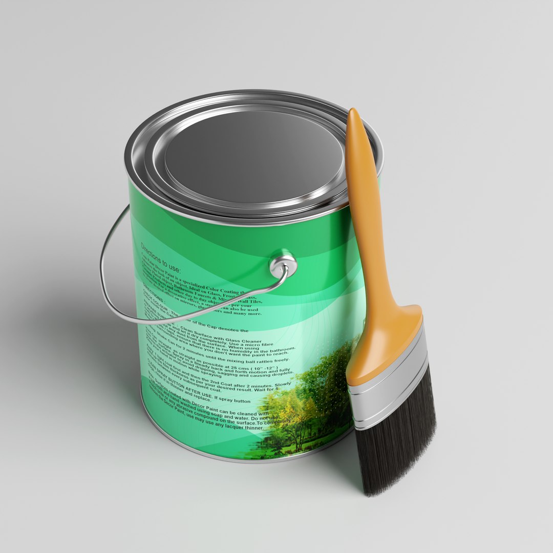 3D Paint Can With Paint Brush Model - TurboSquid 2028535