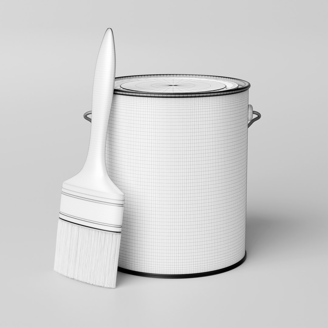 3D Paint Can With Paint Brush Model - TurboSquid 2028535