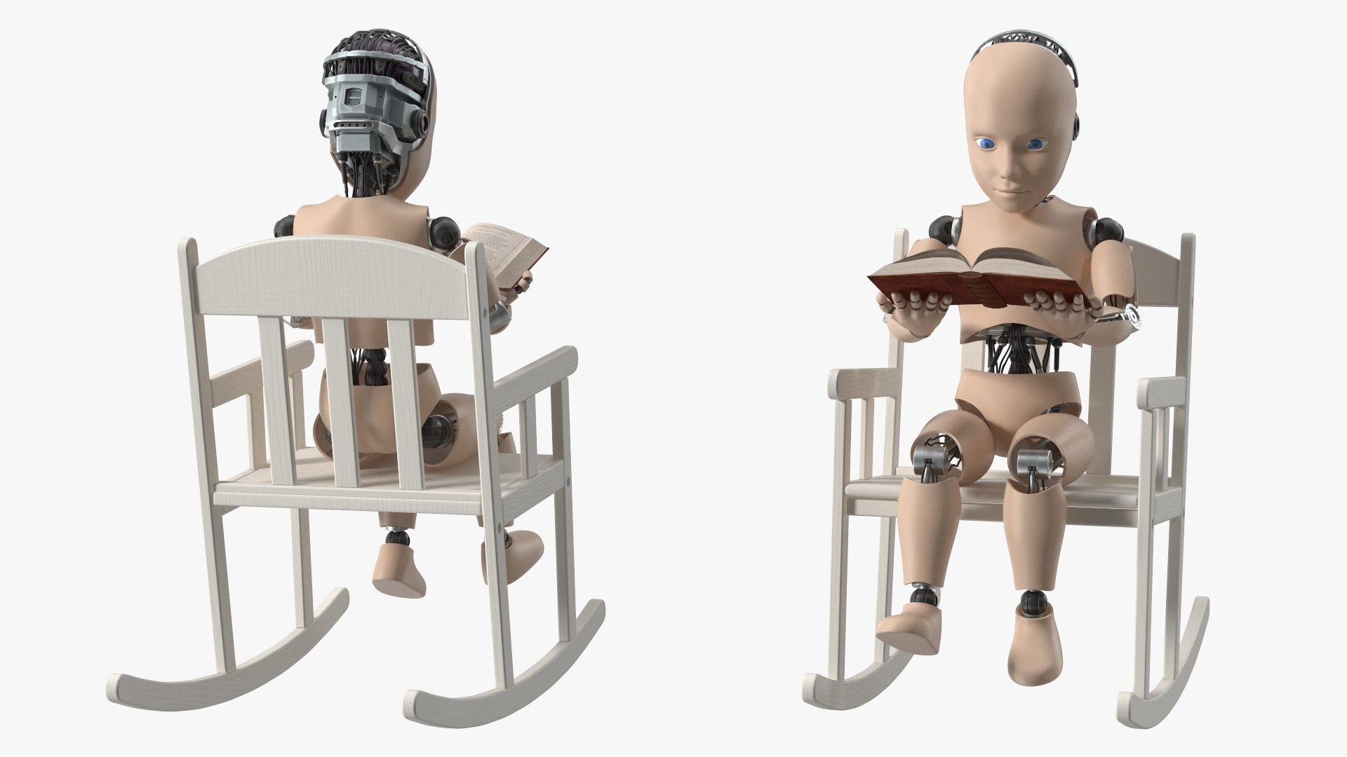 Cyborg Child Reading In Rocking Chair 3D Model - TurboSquid 2376349
