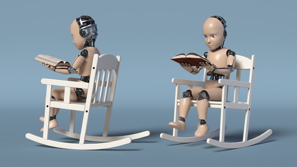 modelo 3d Niño cyborg leyendo en una mecedora - TurboSquid 2376349