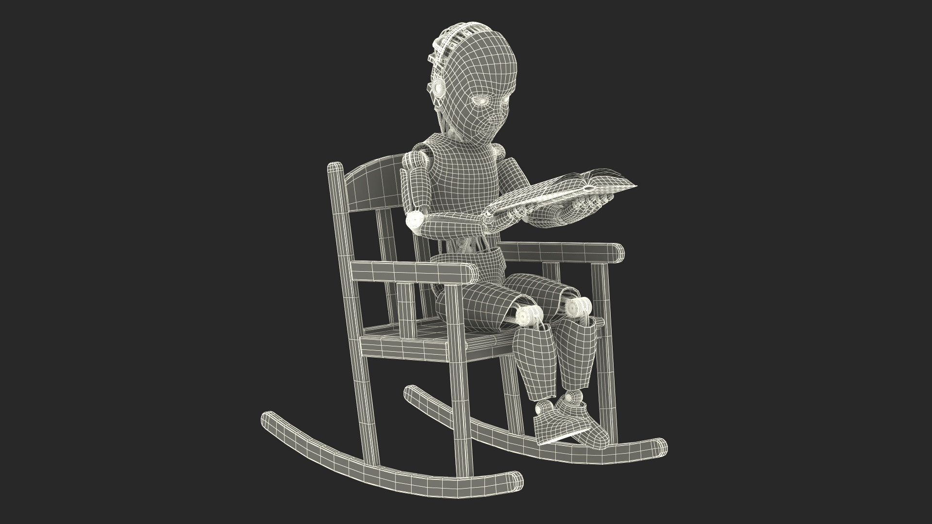 Cyborg Child Reading In Rocking Chair 3D Model - TurboSquid 2376349
