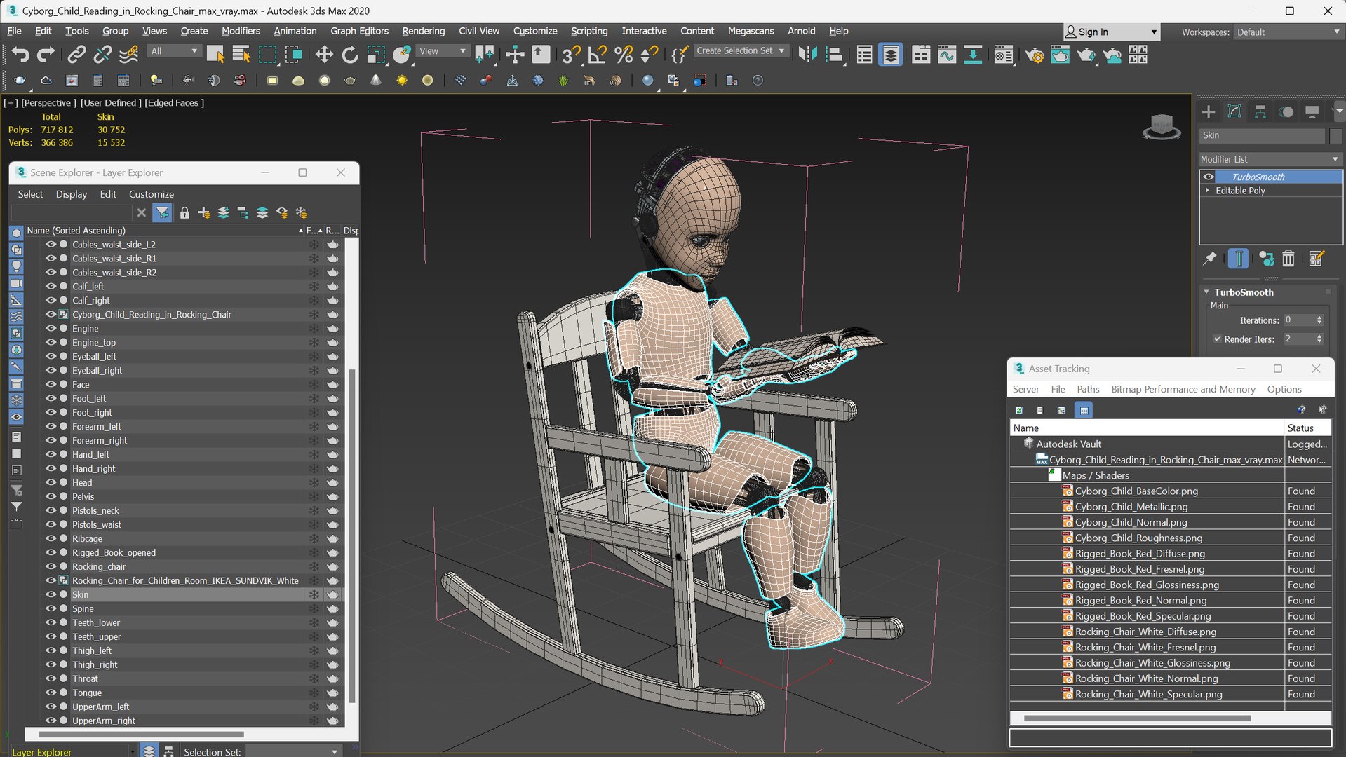 Cyborg Child Reading In Rocking Chair 3D Model - TurboSquid 2376349