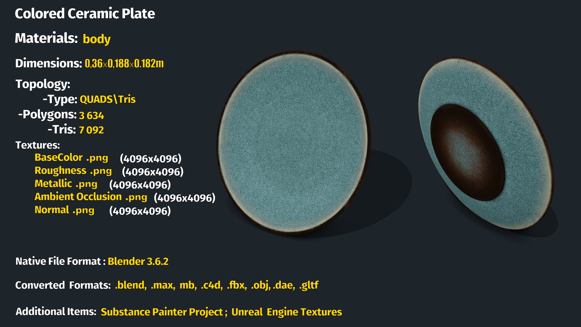 Colored Ceramic Plate 3D Model - TurboSquid 2133510