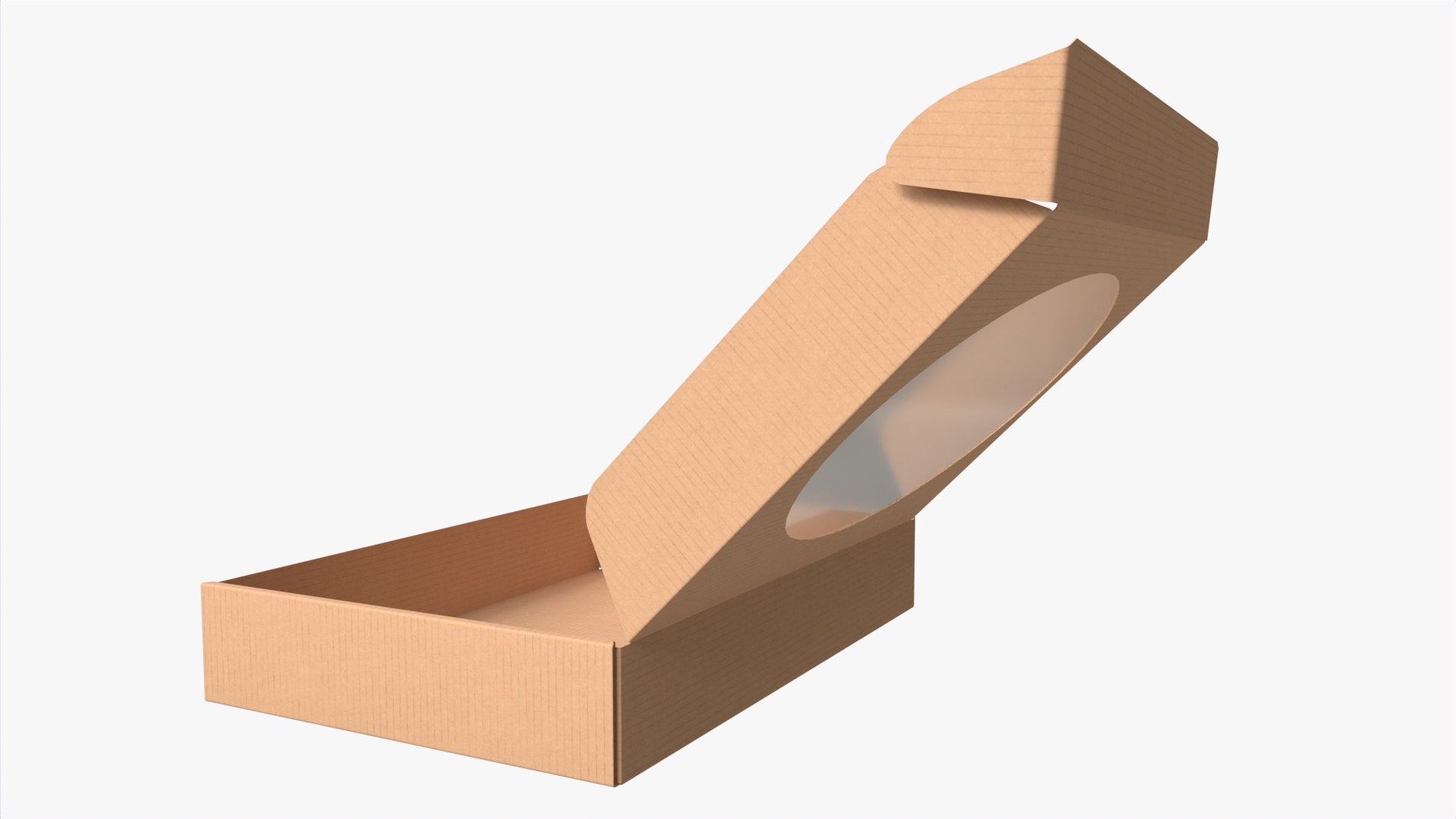 Corrugated Cardboard Box With Window 01 Open Model - TurboSquid 2030036
