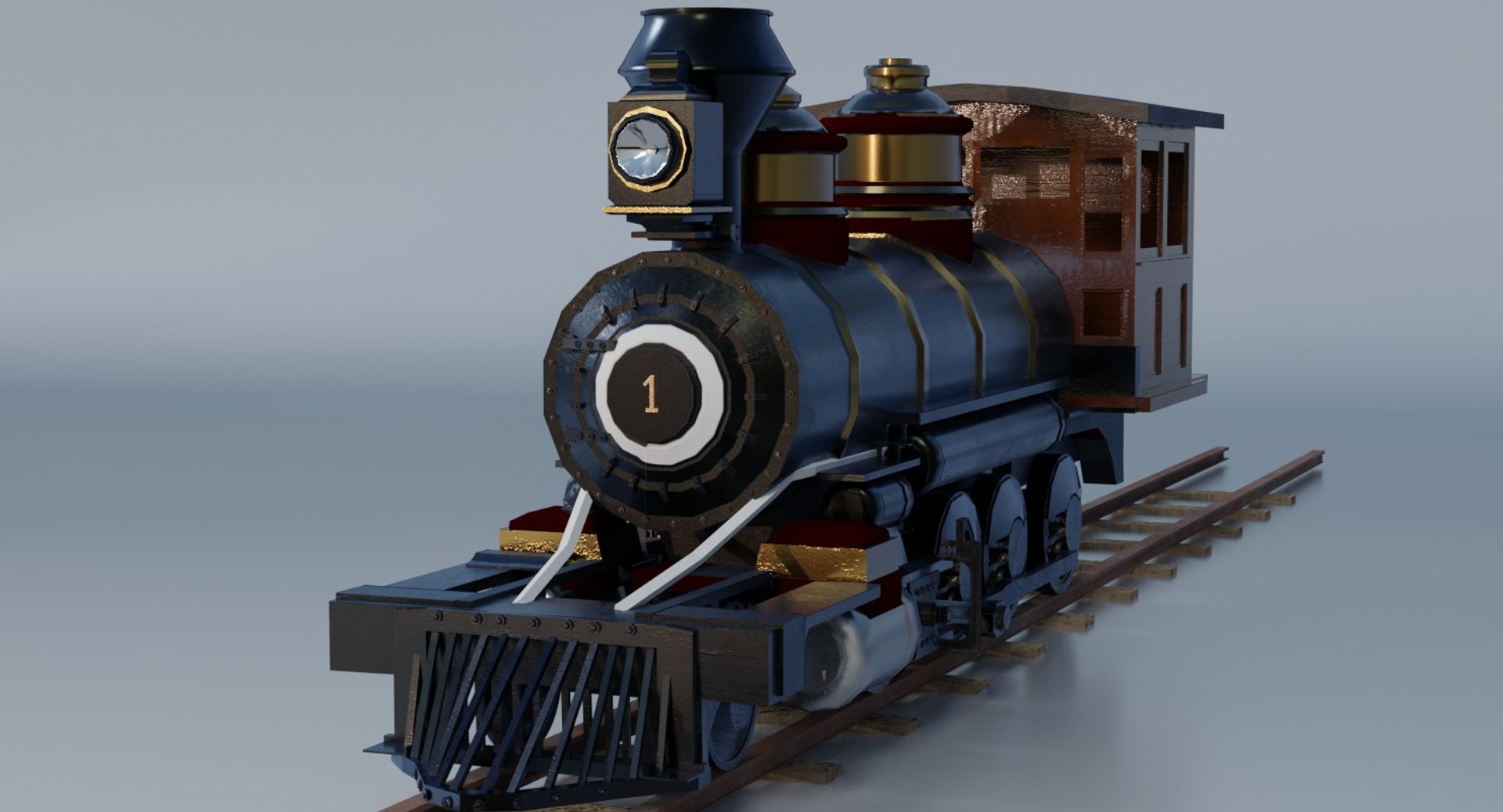 Train Steam Rigged 3d Obj
