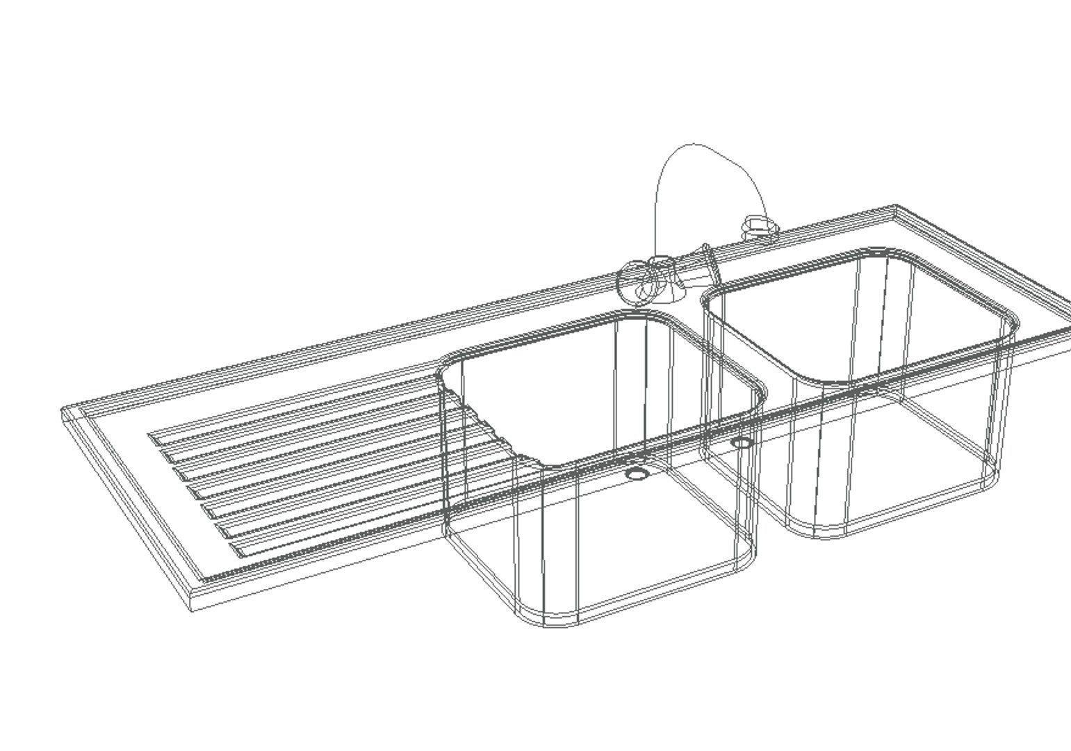 3D Model Double Kitchen Sink - TurboSquid 1359718
