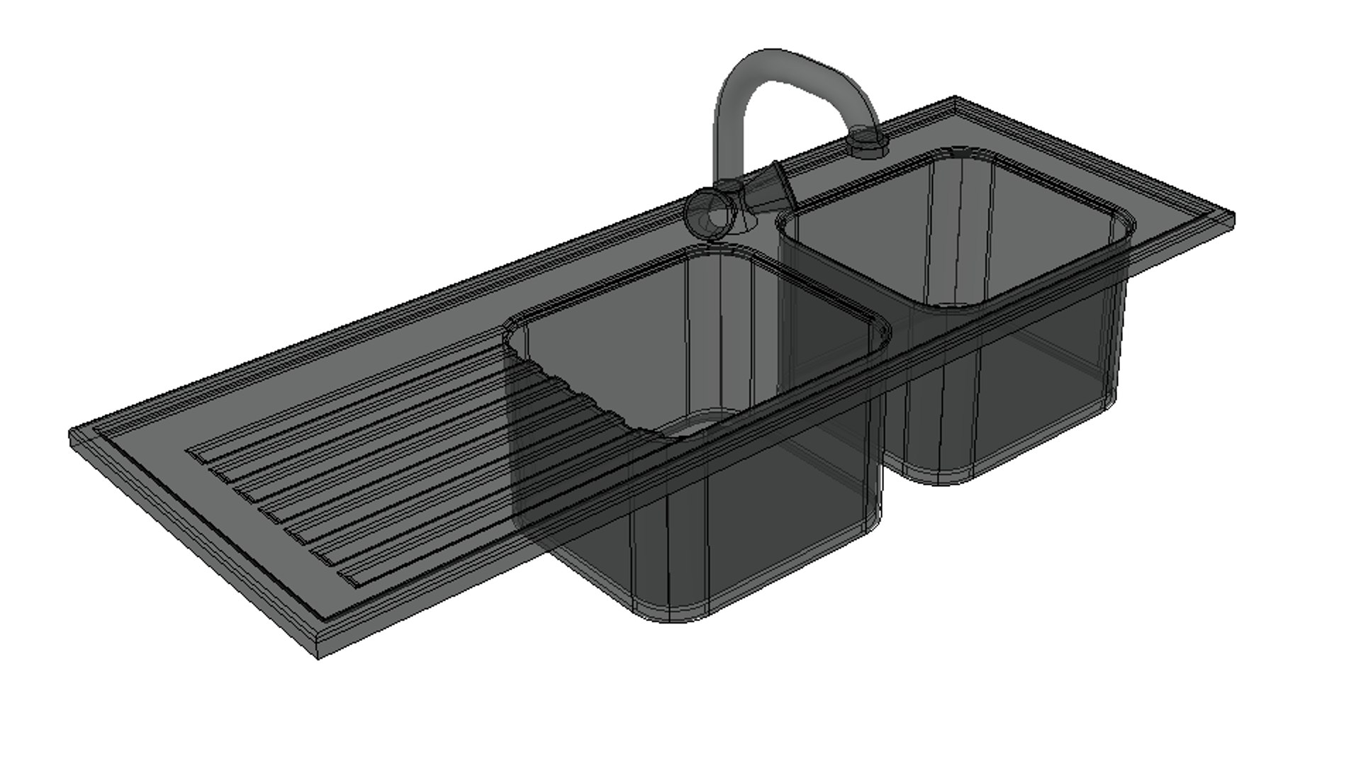 3D Model Double Kitchen Sink - TurboSquid 1359718